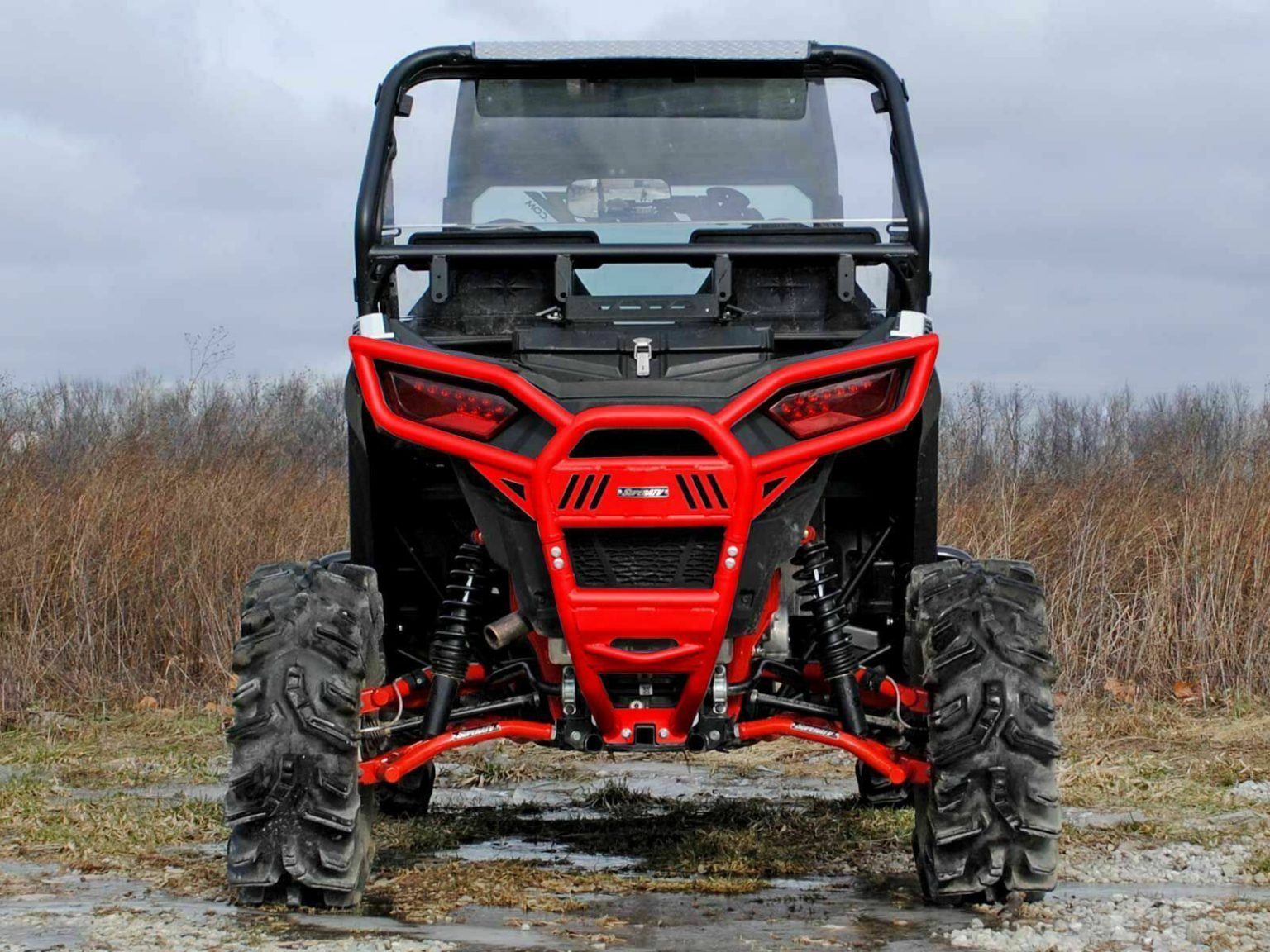 SuperATV Red Heavy Duty Rear Bumper for Polaris RZR 900 / S 900 / 1000 ...